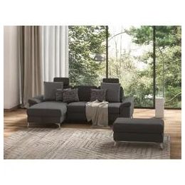 Sit & More Ecksofa SIT & MORE "Padua L-Form", grau (dunkelgrau), B:277cm H:89cm T:170cm, Sofas, inklusive Sitztiefenverstellung, Armteilfunktion und Federkern