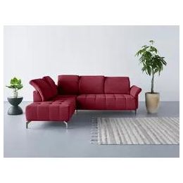 Ecksofa Inosign "Fresh L-Form" Sofas Gr. B/H/T: 260cm x 79cm x 220cm, Luxus-Microfaser ALTARA NUBUCK, Ottomane links, ohne Armteilverstellung-ohne Kopfteilverstellung, rot (bordeaux) Federkern, wahlweise Kopfteilverstellung und motorischer Vorziehsitz