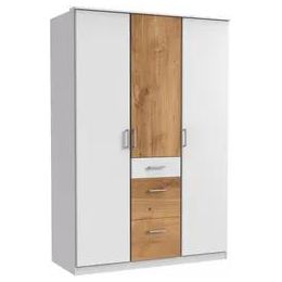 Kleiderschrank wimex "Click" Schränke Gr. B/H/T: 135cm x 199cm x 58cm, 3 St., weiß (weiß/plankeneichefarben) Drehtürenschrank Kleiderschrank Schränke ohne Spiegel