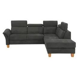 Ecksofa Home Affaire "Conville L-Form", grau (anthrazit), B:247cm H:84cm T:217cm, 100% Polyester, Sofas, Federkern, wahlweise mit Bettfunktion und Bettkasten bzw. Stauraum