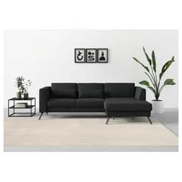 Sit & More Ecksofa SIT & MORE "Lindholm L-Form" Sofas Gr. B/H/T: 262cm x 88cm x 171cm, Flachgewebe, Recamiere rechts, mit Sitztiefenverstellung, schwarz mit Sitztiefenverstellung und Federkern