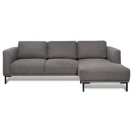 Ecksofa OTTO products "Fillin, L-Form" Sofas Gr. B/H/T: 242cm x 82cm x 152cm, Chenille, Recamiere rechts, grau (warm grey) Struktur hergestellt aus recycelten PET-Flaschen und im Leinen-Mix