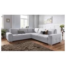 Sit & More Ecksofa SIT & MORE "Santorini L-Form" Sofas Gr. B/H/T: 276cm x 82cm x 271cm, Struktur, langer Schenkel rechts, mit Sitztiefenverstellung, silberfarben (silber) mit Federkern und Sitztiefenverstellung, wahlweise Bettfunktion