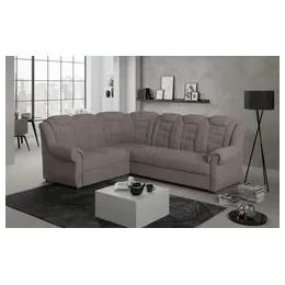 Ecksofa Home Affaire "Boston L-Form" Sofas Gr. B/H/T: 266 cm x 102 cm x 216 cm, Microfaser bedruckt, langer Schenkel rechts-Bettfunktion rechts, Mit Bettfunktion-mit Schubkasten, braun (mud) Gemütliches Ecksofa mit hoher Rückenlehne in klassischem Design