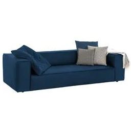 3-Sitzer W.Schillig "around-the-block" Sofas Gr. B/H/T: 260 cm x 66 cm x 104 cm, Longlife fabric Flachgewebe T88, blau (blue t88) mit eleganter Biese, Federkern