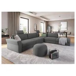 Sit & More Ecksofa SIT & MORE "Cadabra L-Form" Sofas Gr. B/H/T: 356cm x 80cm x 292cm, Soft clean, Ottomane rechts, grau Breite 356 cm, mit Sitztiefenverstellung