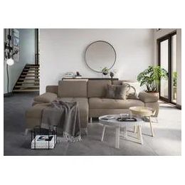 Sit & More Ecksofa SIT & MORE "Latigo L-Form" Sofas Gr. B/T: 270cm x 163cm, Flachgewebe, Recamiere links, mit Bettfunktion-mit Bettkasten, braun (macchiato) mit Recamiere, wahlweise Bettfunktion und Bettkasten