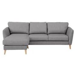 Ecksofa Home Affaire "MARSEILLE (242/152cm),L-Form, Rec. rechts/links" Sofas Gr. B/H/T: 242cm x 88cm x 152cm, Struktur fein, Recamiere links, weiß (silber) Massivholzbeine aus Eiche, in verschieden Bezügen und Farbvarianten