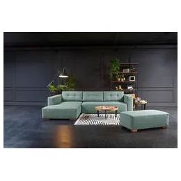 Ecksofa Tom Tailor HOME "HEAVEN CHIC XL" Sofas Gr. B/H/T: 302cm x 85cm x 221cm, Struktur fein TBO, Recamiere links, mit Bettfunktion-mit Bettkasten, grün (mint tbo 53) aus der COLORS COLLECTION, wahlweise mit Bettfunktion & Bettkasten