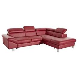 Ecksofa COTTA "Driver L-Form" Sofas Gr. B/H/T: 268cm x 73cm x 214cm, NaturLEDER, Ottomane rechts, mit Kopfteilverstellung-ohne Bettfunktion und Bettkasten, rot mit Kopfteilverstellung, wahlweise Bettfunktion