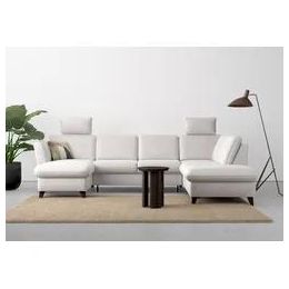 Wohnlandschaft Home Affaire "Trelleborg U-Form" Sofas Gr. B/H/T: 307 cm x 86 cm x 213 cm, Cord, Ottomane rechts, mit Bettfunktion-mit Stauraum, silberfarben (silber) wahlweise mit Bettfunktion und Bettkasten, inkl. Federkern-Polsterung