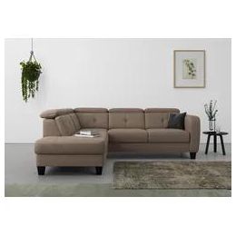 Sit & More Ecksofa SIT & MORE "Belluci L-Form" Sofas Gr. B/H/T: 249cm x 85cm x 195cm, Luxus-Microfaser Florence, Ottomane links, ohne Bettfunktion-ohne Bettkasten, braun (nuss) inklusive Federkern, wahlweise mit Bettfunktion und Bettkasten