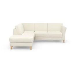 Sit & More Ecksofa SIT & MORE "Visby L-Form" Sofas Gr. B/H/T: 248cm x 87cm x 213cm, Struktur fein, Ottomane links, ohne Bettfunktion-ohne Bettkasten, beige (linen) Wahlweise mit Bettfunktion und Stauraum, frei im Raum stellbar