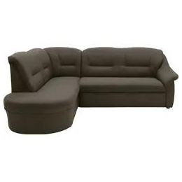 Ecksofa DOMO collection "Faenza L-Form" Sofas Gr. B/H/T: 232cm x 88cm x 176cm, Microfaser, Ottomane links, mit Bettfunktion, grau (grau, braun) DOMO collection Ecksofa, mit Ottomane, wahlweise Bettfunktion