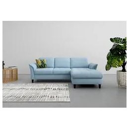 Sit & More Ecksofa SIT&MORE "Maggiore L-Form" Sofas Gr. B/T: 258 cm x 173 cm, Soft clean, mega-Recamiere rechts, mit Kopfteilverstellung-ohne Bettfunktion-ohne Bettkasten-Fussfarbe: schwarz matt, blau (hellblau) wahlweise mit Kopfteilverstellung, Bettfunktion und Bettkasten