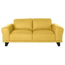 2-Sitzer W.Schillig "montanaa" Sofas Gr. B/H/T: 192cm x 78cm x 94cm, Longlife Xtra-Leder Z69, gelb (lemon z69) mit Metallkufen in Schwarz pulverbeschichtet, Breite 192 cm