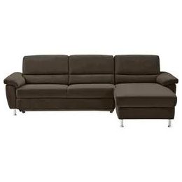 Ecksofa CALIZZA INTERIORS "Onyx L-Form" Sofas Gr. B/H/T: 270cm x 90cm x 158cm, Flachgewebe, Recamiere rechts, mit Bettfunktion mit Bettkasten, braun (mocca) Recamiere links oder rechts, wahlweise mit Bettfunktion, Breite 270 cm