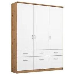 Kleiderschrank Rauch "Kleiderschrank Schrank Garderobe deckenhoher BREMEN" Schränke Gr. B/H/T: 136 cm x 199 cm x 58 cm, ohne Spiegel, 3 St., weiß (weiß, eiche artisan) in vielen Farben und Ausführungen MADE IN GERMANY