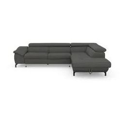 Ecksofa COTTA "Famous L-Form" Sofas Gr. B/T: 279 cm x 228 cm, Microfaser, Armlehne links-Ottomane rechts, mit Bettfunktion-mit Bettkasten, grau (anthracite) in modernem Design