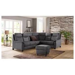 Ecksofa Home Affaire "Boccaccio L-Form", grau (anthrazit), B:265cm H:104cm T:215cm, Struktur weich (90% Polyester / 10% Polyamid), Luxus-Microfaser (100% Polyester), Luxus-Microfaser Vintageoptik(100% Polyester), Sofas, mit Federkern, incl. Kopfteilverstellung, wahlweise Bettfunktion