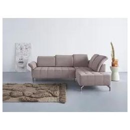 Ecksofa Inosign "Fresh L-Form" Sofas Gr. B/H/T: 260cm x 79cm x 220cm, Chenille-Optik, Ottomane rechts, mit Armteilverstellung-mit Kopfteilverstellung, rosa (rosé) Federkern, wahlweise Kopfteilverstellung und motorischer Vorziehsitz