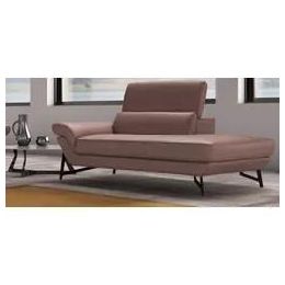 Ottomane Egoitaliano "Narcisa, Designsofa" Sofas Gr. B/H/T: 174cm x 96cm x 110cm, Leder BULL, Ottomane rechts, beige (safari) mit verstellbarer Kopfstütze, Solitärmöbel als Blickfang