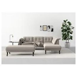 Sit & More Ecksofa SIT & MORE "Scandia L-Form" Sofas Gr. B/H/T: 271cm x 82cm x 214cm, Chenille, Ottomane rechts, Ohne Kopfteilverstellung-Ohne Armteilfunktion-Mit schwarzen matten Metallfüßen, braun (latte) Wahlweise mit Kopfteilverstellung und Armteilfunktion