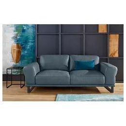 2,5-Sitzer W.Schillig "montanaa" Sofas Gr. B/H/T: 212cm x 78cm x 94cm, Longlife Xtra-Leder Z69, blau (blau z69) mit Metallkufen in Schwarz pulverbeschichtet, Breite 212 cm