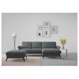 Sit & More Ecksofa SIT & MORE "Fashion L-Form" Sofas Gr. B/H/T: 253cm x 84cm x 165cm, Luxus-Microfaser ALTARA NUBUCK, Recamiere rechts, mit Kopfteilverstellung-mit Metallfuesse schwarz matt, grau (dunkelgrau) wahlweise mit Kopfteilverstellung und Vorziehsitz, motorisch