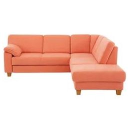 Ecksofa Home Affaire "Belfort L-Form" Sofas Gr. B/H/T: 243cm x 88cm x 91cm, Luxus-Microfaser ALTARA NUBUCK, Ottomane rechts, ohne Bettfunktion, orange (terra) mit Federkern, wahlweise Bettfunktion und Stauraum