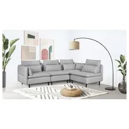 Ecksofa Andas "ALVIK L-Form" Sofas Gr. B/H/T: 262cm x 88cm x 172cm, Filzoptik, Ottomane rechts, Ottomane rechts, grau (hellgrau) zusammengesetzt aus Modulen, erweiterbar mit Modulen der Serie