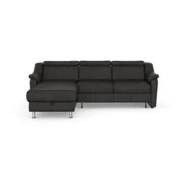 Sit & More Ecksofa SIT & MORE "Freetown L-Form" Sofas Gr. B/H/T: 257cm x 84cm x 166cm, Luxus-Microfaser, Recamiere links, mit Bettfunktion-mit Bettkasten, grau (anthrazit) inklusive Kopfteilverstellung und komfortablem Federkern