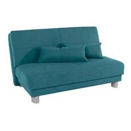 Schlafsofa Inosign "Gina" Sofas Gr. B/H/T: 140cm x 86cm x 195cm, Chenille, blau (türkis) mit einem Handgriff vom Sofa zum Bett