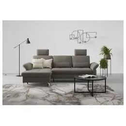 Ecksofa Inosign "Palm Beach L-Form" Sofas Gr. B/H/T: 275 cm x 89 cm x 175 cm, Luxus-Microfaser Euphoria, mega-Recamiere links, mit Sitztiefenverstellung-mit Bettfunktion-mit Bettkasten-mit Armteilverstellung, braun (schlamm) Federkern, mit Sitztiefenverstellung, wahlweise Bettfunktion