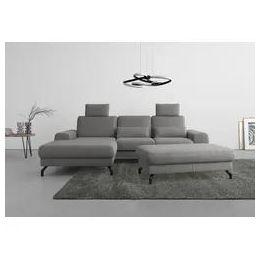 Sit & More Ecksofa SIT&MORE "Cinturo L-Form" Sofas Gr. B/H/T: 283 cm x 88 cm x 175 cm, Soft clean, mega-Recamiere links, inklusive Sitztiefenverstellung-inklusive Federkern, grau inklusive Sitztiefenverstellung und Federkern, Sitzhöhe 45 cm