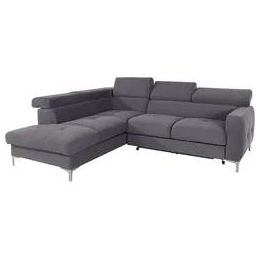 Ecksofa COTTA "Sammy L-Form" Sofas Gr. B/H/T: 242cm x 74cm x 207cm, Chenille, Ottomane links, mit Kopfteilverstellung, grau (stone) inklusive Kopfteilverstellung, wahlweise mit Bettfunktion