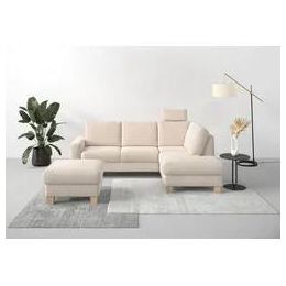 Ecksofa Home Affaire "Summer L-Form" Sofas Gr. B/H/T: 236cm x 91cm x 170cm, Breitcord, Ottomane rechts, ohne Bettfunktion-ohne Bettkasten-ohne Federkern, beige (creme) mit Ottomane, wahlweise Bettfunktion und Bettkasten, Cord-Bezug