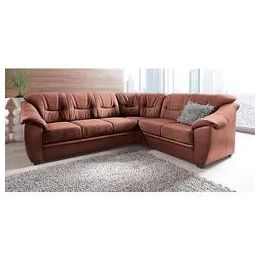 Sit & More Ecksofa SIT&MORE "Savona L-Form" Sofas Gr. B/H/T: 262 cm x 90 cm x 212 cm, Kunstleder SOFTLUX, langer Schenkel links, mit Bettfunktion, braun (kastanie) wahlweise mit Bettfunktion, inklusive Federkern, frei im Raum stellbar