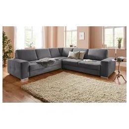 Sit & More Ecksofa SIT & MORE "Santorini L-Form" Sofas Gr. B/H/T: 276cm x 82cm x 271cm, Luxus-Microfaser, langer Schenkel rechts, mit Bettfunktion-mit Sitztiefenverstellung-mit Bettkasten, grau mit Federkern und Sitztiefenverstellung, wahlweise Bettfunktion