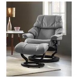 Relaxsessel stressless "Reno" Sessel Gr. Leder BATICK, Classic Base Schwarz-S, Relaxfunktion-Drehfunktion-PlusTMSystem-Gleitsystem, B/H/T: 75cm x 96cm x 75cm, grau (wild dove batick) mit Classic Base, Größe S, M & L, Gestell Schwarz