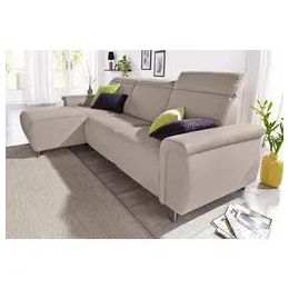 Sit & More Ecksofa SIT&MORE "Township L-Form" Sofas Gr. B/H/T: 253 cm x 102 cm x 168 cm, Struktur fein, Recamiere links, ohne Funktion, grau (hellgrau) wahlweise mit elektrischer Wallfree-Funktion