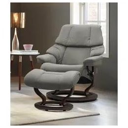 Relaxsessel stressless "Reno" Sessel Gr. ROHLEDER Stoff Q2 FARON, Classic Base Wenge, Relaxfunktion-Drehfunktion-PlusTMSystem-Gleitsystem, B/H/T: 88cm x 98cm x 78cm, grau (grey q2 faron) mit Classic Base, Größe S, M & L, Gestell Wenge