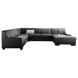 Wohnlandschaft DOMO collection "Norma Top U-Form" Sofas Gr. B/H/T: 328cm x 77cm x 90cm, Kunstleder SOFTLUX, Recamiere rechts, ohne Bettfunktion, schwarz wahlweise mit Bettfunktion