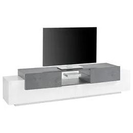 Lowboard Inosign "Coro,Lowboard,TV-Kommode,TV-Möbel,TV-Bank" Sideboards Gr. B/H/T: 220 cm x 51 cm x 45 cm, grau (weiß, schiefer) mit 2 Klappen, Türen, 1 Glasboden, Breite 220