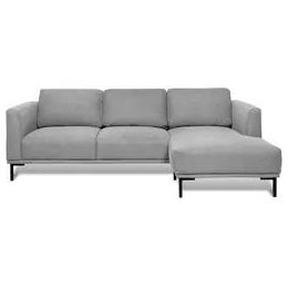 Ecksofa OTTO products "Fillin, L-Form" Sofas Gr. B/H/T: 242cm x 82cm x 152cm, Chenille, Recamiere rechts, grau (light grey) Struktur hergestellt aus recycelten PET-Flaschen und im Leinen-Mix