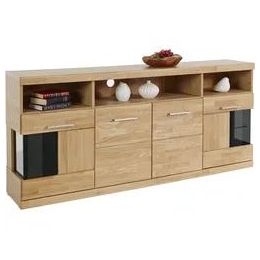 Sideboard Home Affaire "Ribe" Sideboards Gr. B/H/T: 180cm x 80cm x 35cm, Holzwerkstoff eichefarben (Korpus) / Massivholz Eiche (Front), braun (eiche teilmassiv) Breite 180 cm