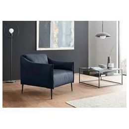 Cocktailsessel W.Schillig "sally" Sessel Gr. Longlife Xtra-Leder Z59, B/H/T: 84cm x 78cm x 84cm, blau (blau z59) mit Metallfüßen in Schwarz pulverbeschichtet