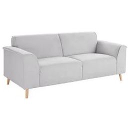 2,5-Sitzer Andas "Janek" Sofas Gr. B/H/T: 193cm x 81cm x 90cm, Struktur weich, ohne Funktion, grau (hellgrau) mit Federkern und Keder in scandinavischem Design