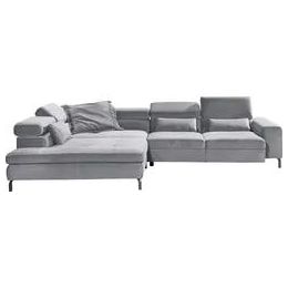 Ecksofa "Felicia Due L-Form", grau (hellgrau), B:312cm H:82cm T:218cm, Gallery M BRANDED BY MUSTERRING, Sofas, Wahlweise mit Sitzvorzug, inkl. Kopfteilverstellung, Sitzhöhe 43 cm