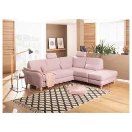 Ecksofa Home Affaire "Palace L-Form" Sofas Gr. B/H/T: 259 cm x 89 cm x 225 cm, Struktur fein, Ottomane rechts, ohne Bettfunktion-ohne Stauraum, rosa (rose) incl. Sitztiefenverstellung, wahlweise mit Bettfunktion und Stauraum